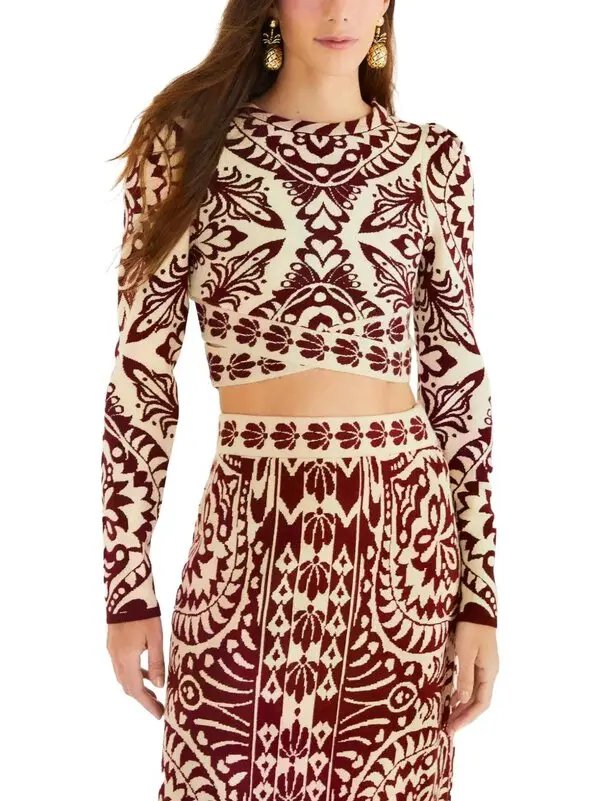 Farm Rio Patterned Long-sleeve Top - Neutrals