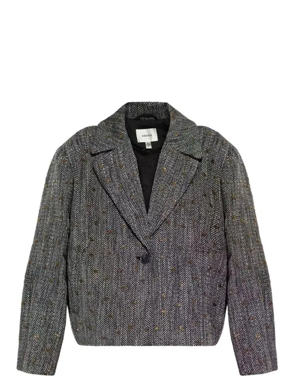 GESTUZ Herringbone Pattern Blazer - Black