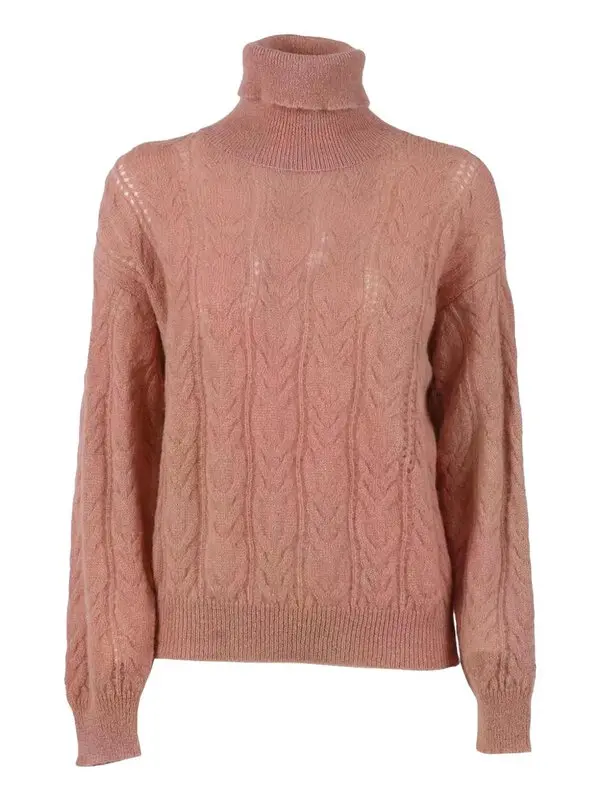 FILIPPO DE LAURENTIIS Cable-knit Turtleneck Sweater - Pink