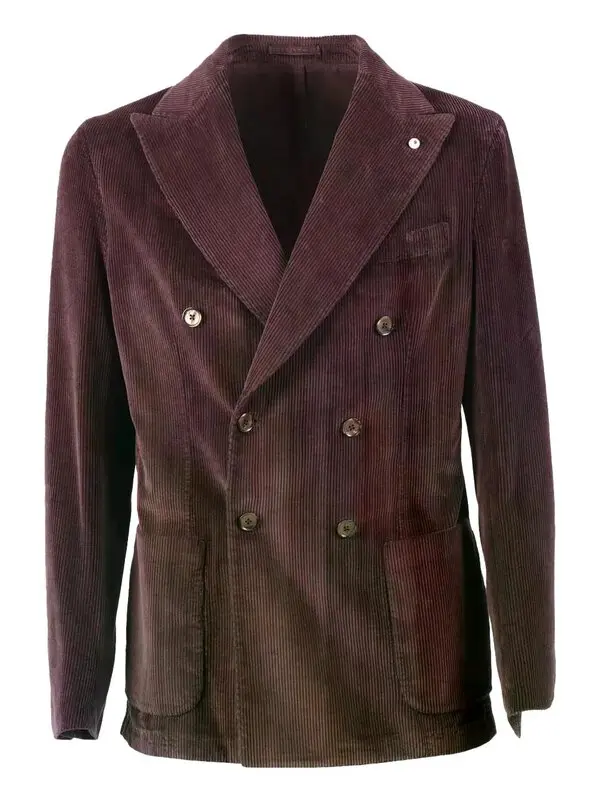 BRANDO Double-breasted Corduroy Blazer - Purple