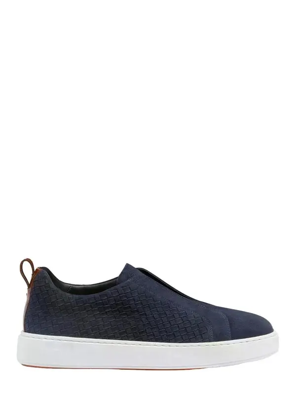 Santoni Woven Suede Slip-on Sneakers - Blue