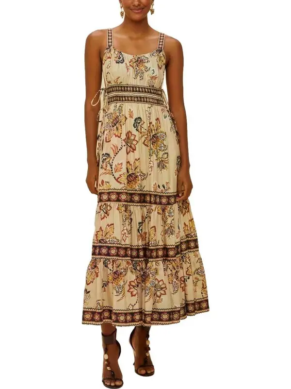 Farm Rio Floral Print Midi Dress - Neutrals