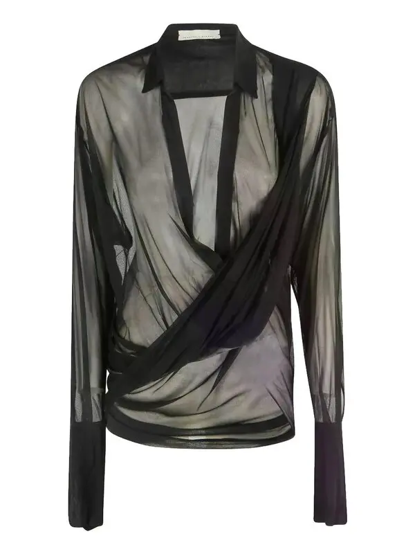 FRANCESCO MURANO Draped Long-sleeve Blouse - Black