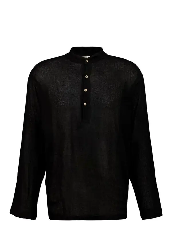 Spiritum Tulum Gauze Coconut-shell Button Shirt - Black