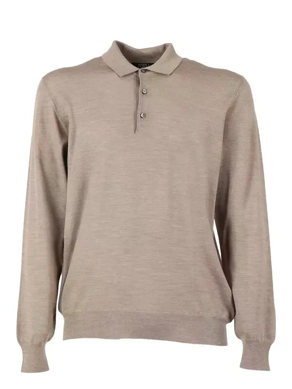 Fedeli Long-sleeve Polo Shirt - Neutrals