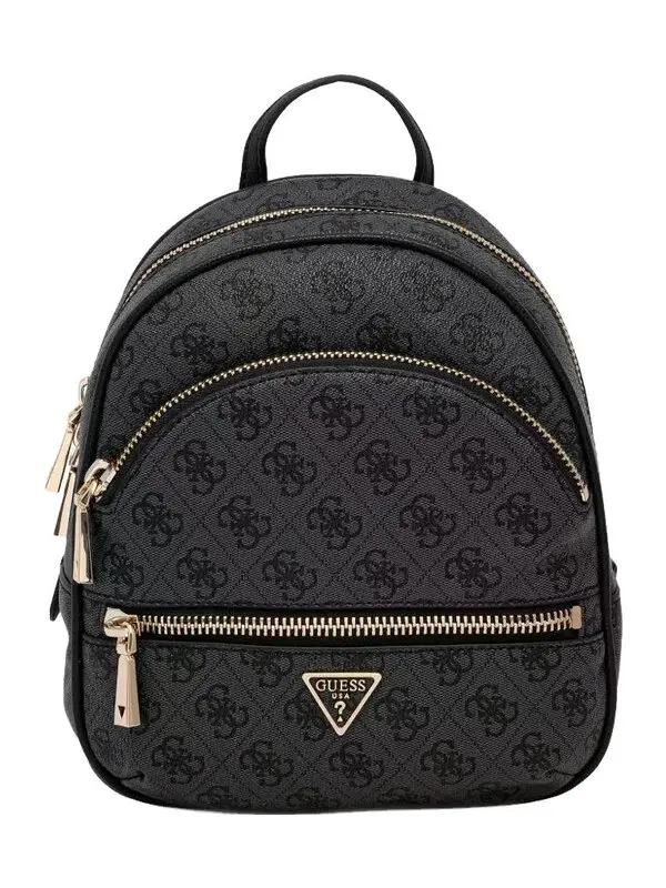 Guess Monogram-pattern Zip-pocket Backpack - Black