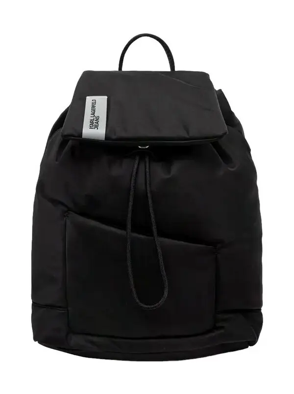 Karl Lagerfeld Flap-top Drawstring Backpack - Black