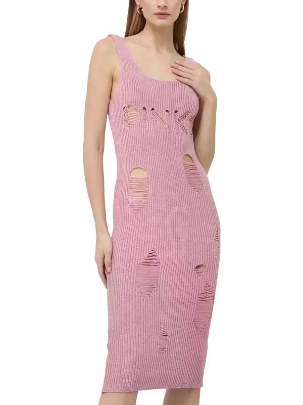 Pinko Cutout Ribbed Knit Midi Dress - Pink