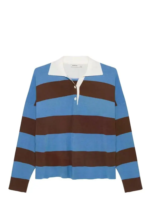 Simkhai Carson Striped Rugby Polo Top - Blue