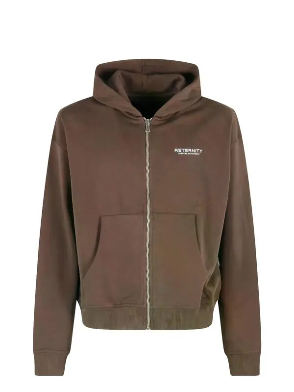 RETERNITY Logo-print Cotton Hoodie - Brown