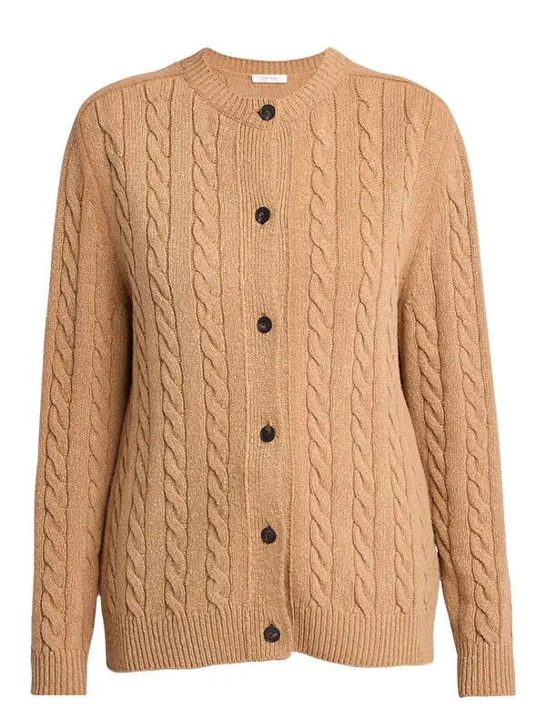 THE ROW Loneke Cable Knit Cardigan - Fawn