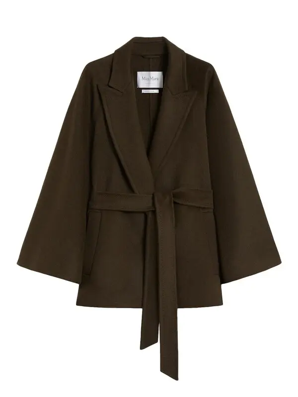 Max Mara Verna Cape-sleeve Wrap Coat - Moss Green