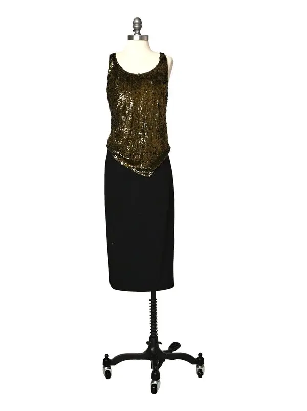 TROVE Gold Sequin Tank Top - Bronze