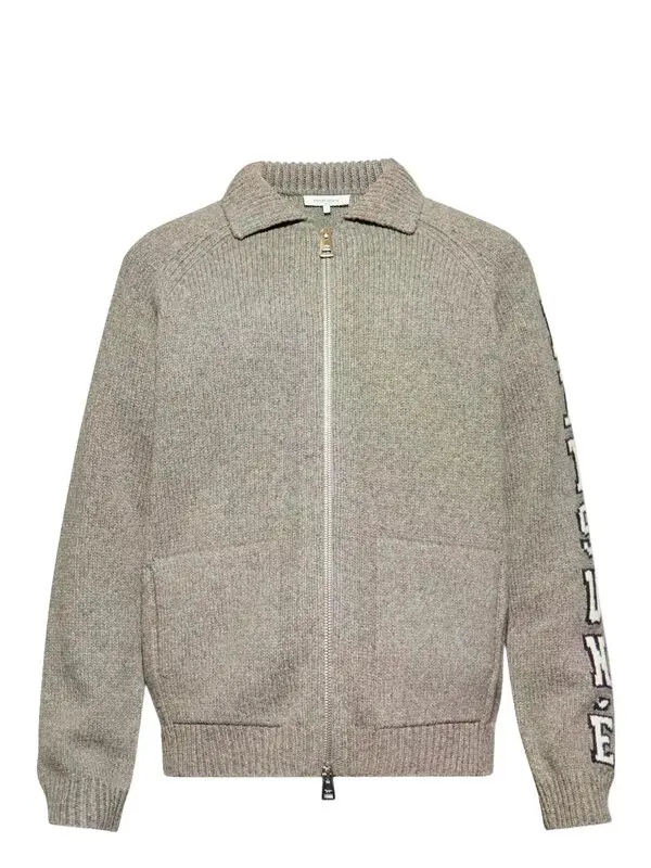 Maison Kitsuné Lettering Zip Cardigan - Grey