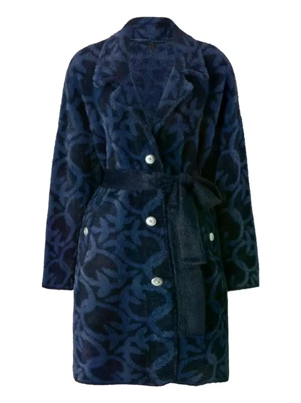 Pinko Double-breasted Belted Coat - Blue