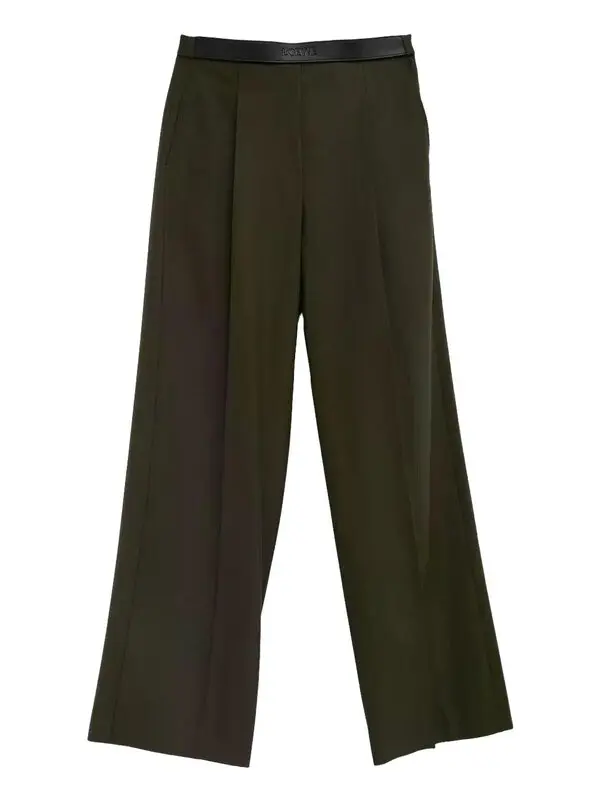 Loewe Leather-trim Pleated Trousers - Green