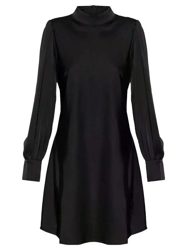 GESTUZ High-neck Long-sleeve Midi Dress - Black