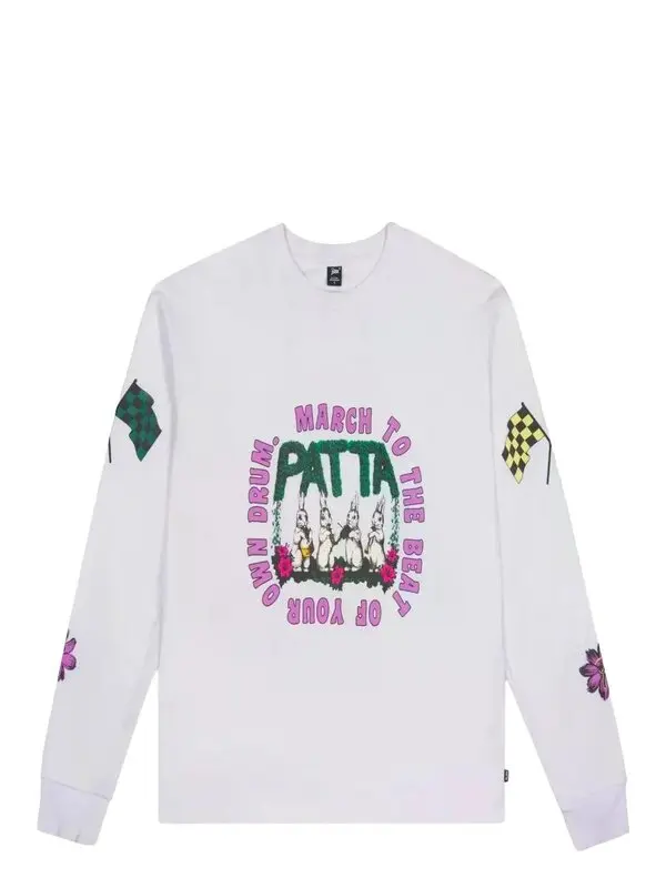 PATTA Rabbit-print Long-sleeve T-shirt - White