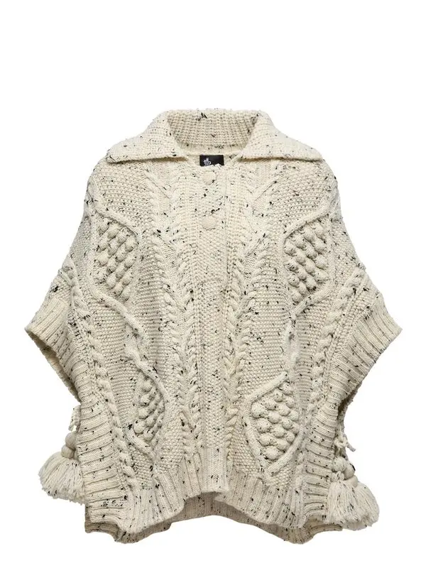 Moncler Wool-blend Tasseled Cape - White