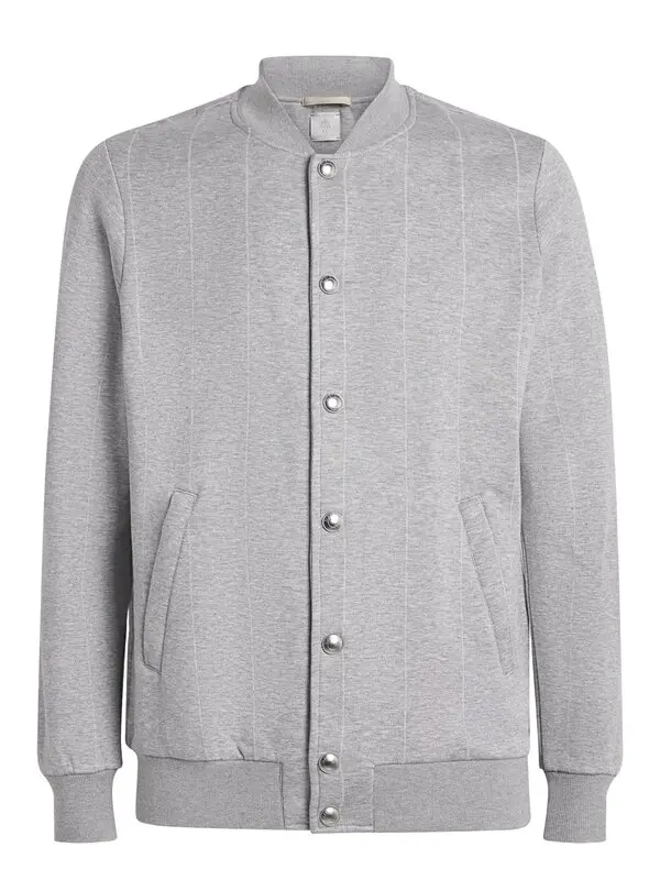 Eleventy Cotton-blend Stripe Bomber Jacket - Grey
