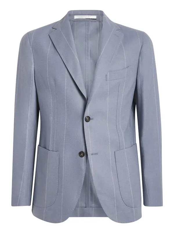 Eleventy Wool-silk-cashmere Stripe Blazer - Blue