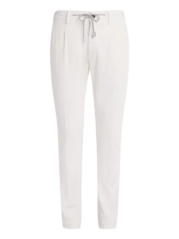 Eleventy Corduroy Drawstring Straight Trousers - White