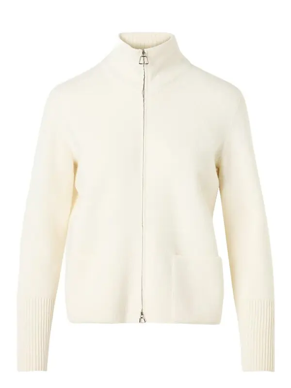 Akris Cashmere Pique Knit Cardigan - Ecru