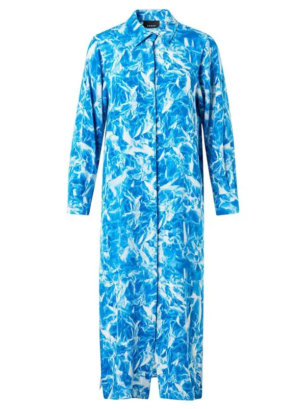 Akris Silk Crepe Midi Shirt Dress With Print - Twilight