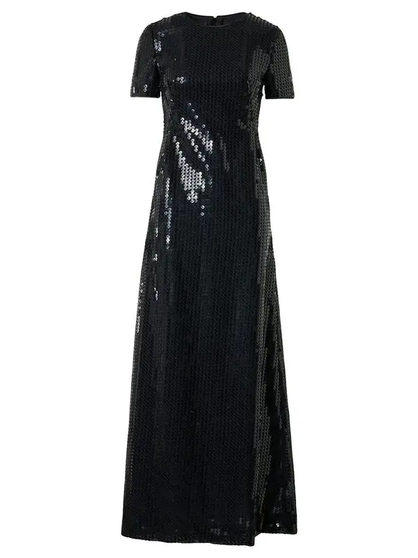 Akris Short-sleeve Corded Sequin Gown - Black