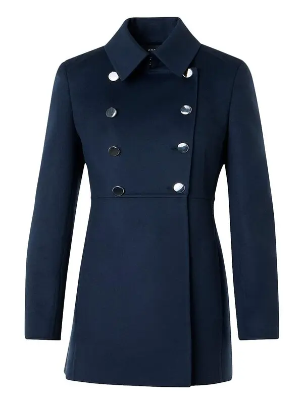 Akris Iva Double-breasted Wool Coat - Denim