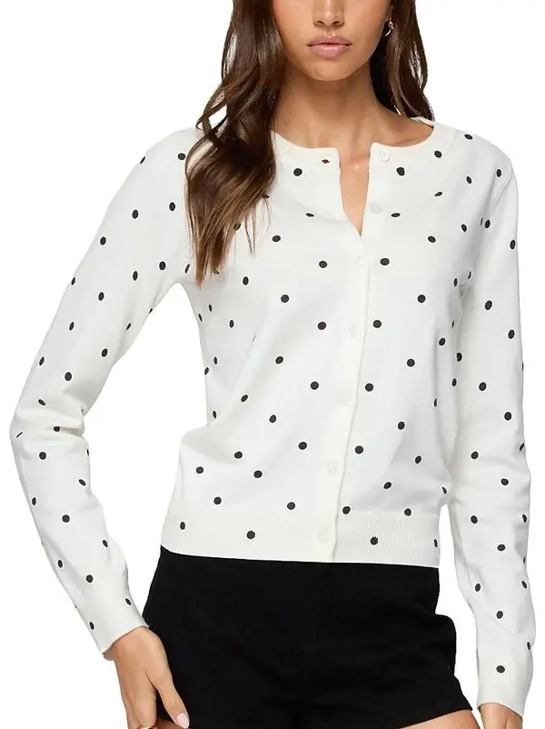 EDIKTED Shea Polka Dot Knitted Cardigan - Black And White