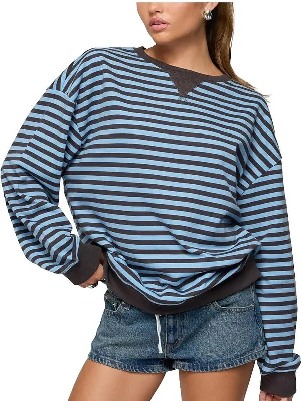 EDIKTED Striped Sweatshirt - Blue