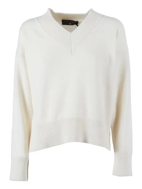 PHI FDL V-neck Long Sleeve Sweater - White