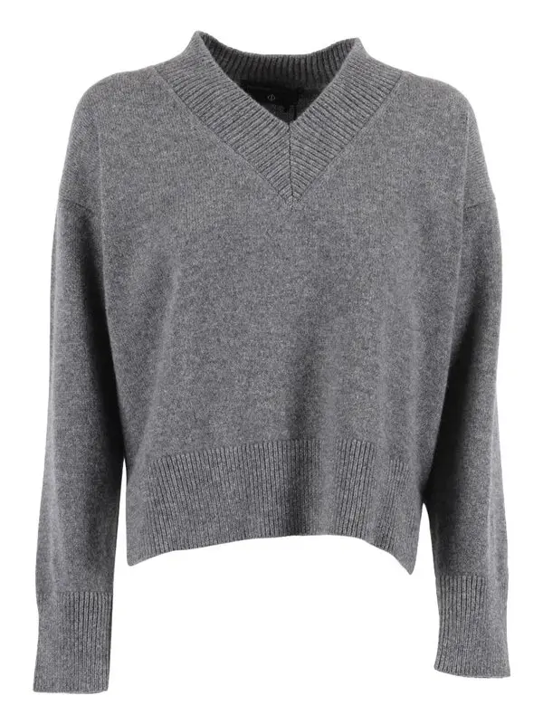 PHI FDL V Neck Long Sleeve Sweater - Gray