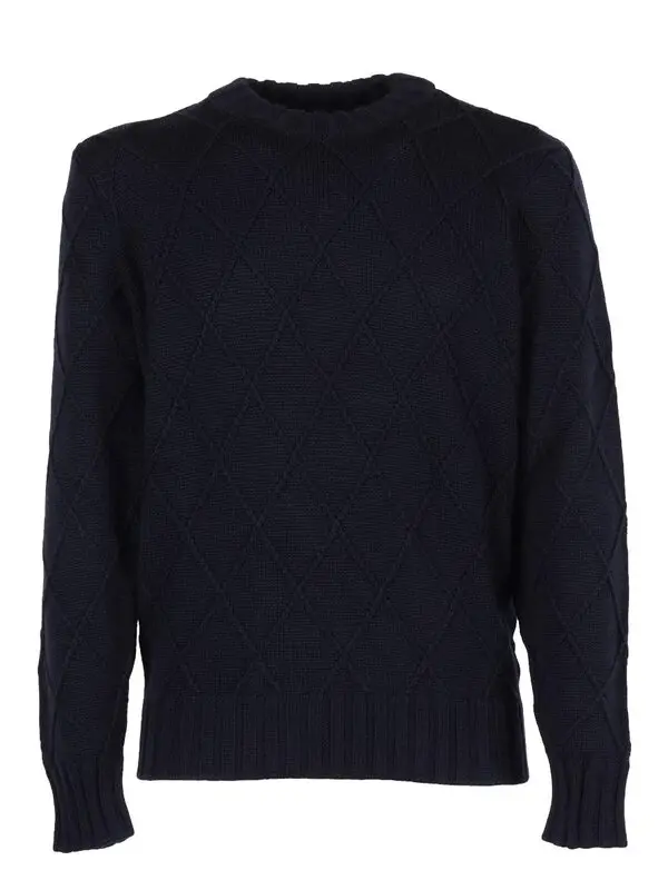 PHI FDL Extra Fine Merino Wool Crew Neck Sweater - Blue