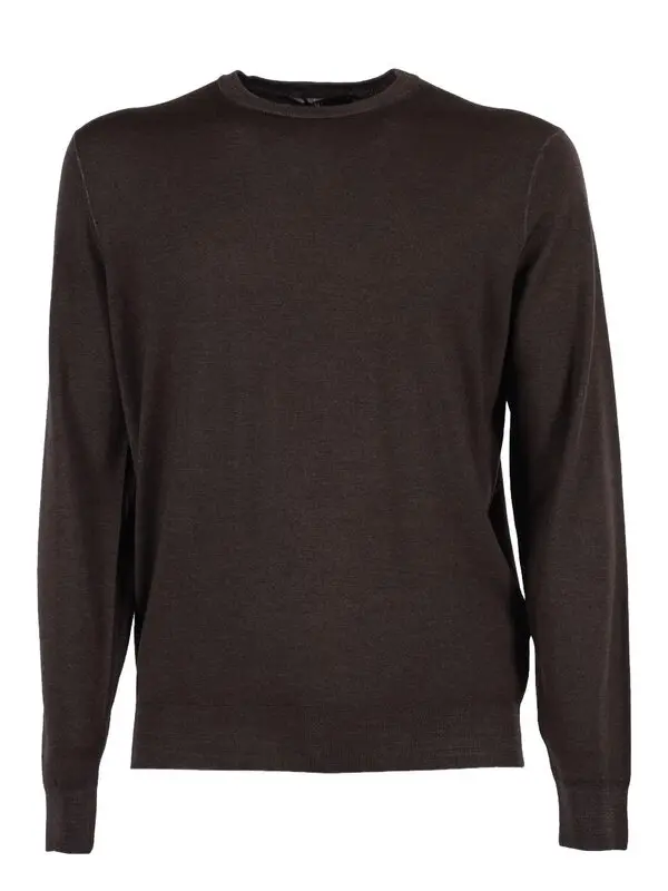 PHI FDL Long Sleeve Crew Neck Sweater - Brown