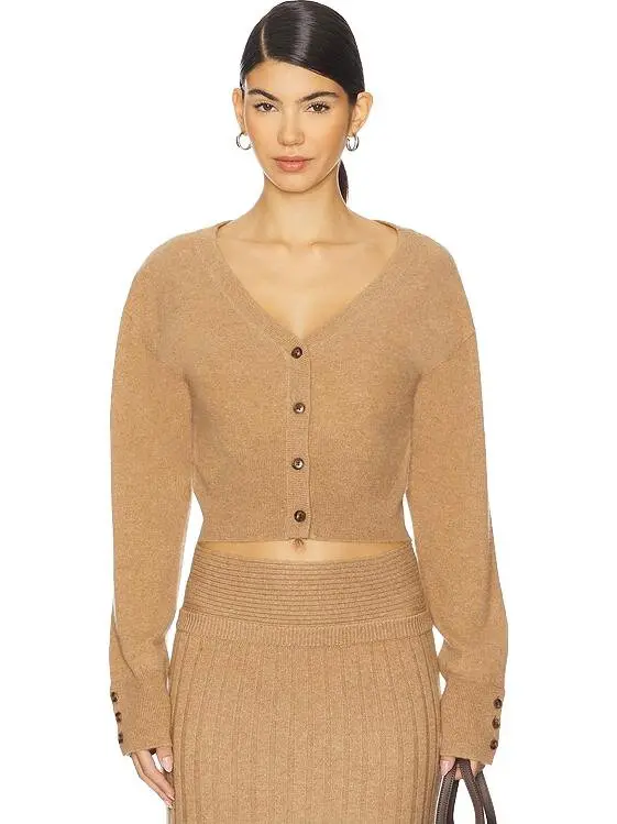 Naadam Cashmere Cinched Waist Cardigan - Heathered Camel