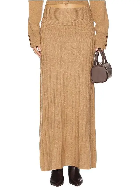 Naadam Premium Cashmino Ribbed Skirt - Heathered Camel