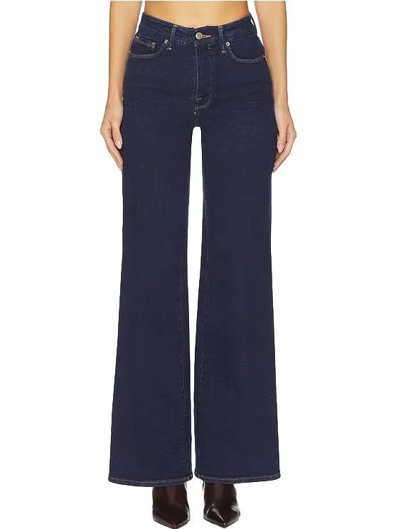 Good American Good Waist Palazzo Jeans - Indigo985