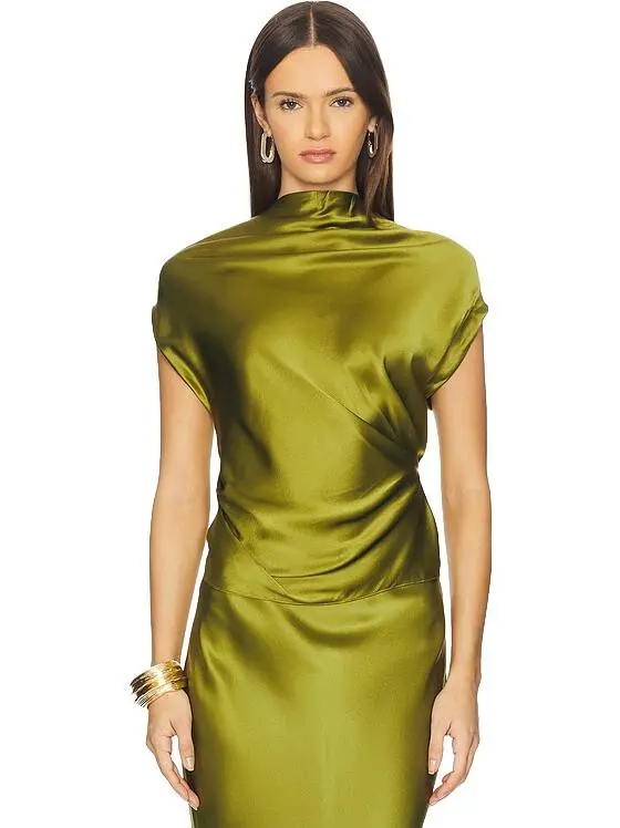 THE SEI High Neck Drape Top - Moss