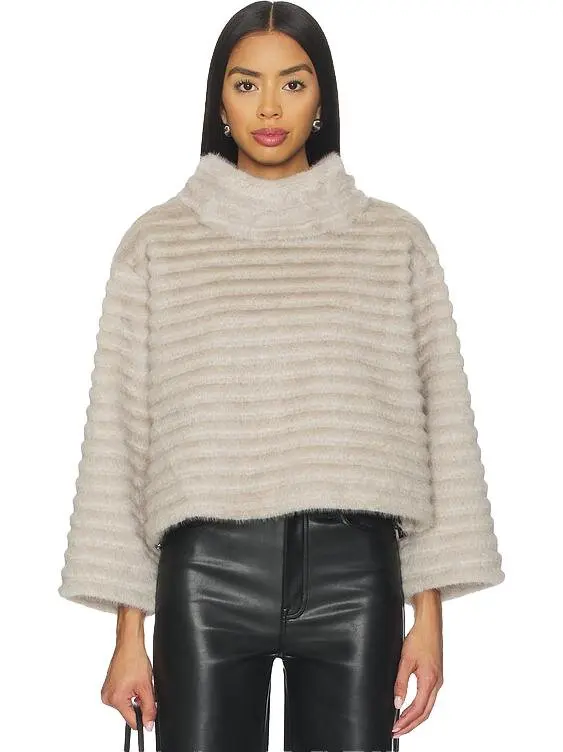 Jocelyn Faux Mink Pullover Sweatshirt - Pearl