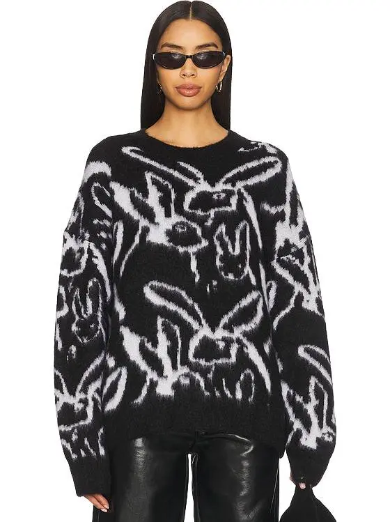 MSGM Sketched Bunnies Sweater - Black & White