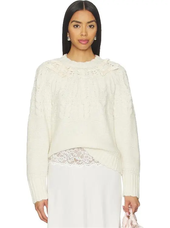 LoveShackFancy Sloanna Pullover Sweater - Ivory