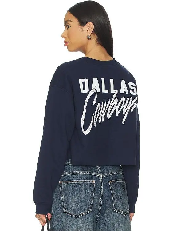 Junk Food Cowboys Bling Crop Crew Sweatshirt - Navy