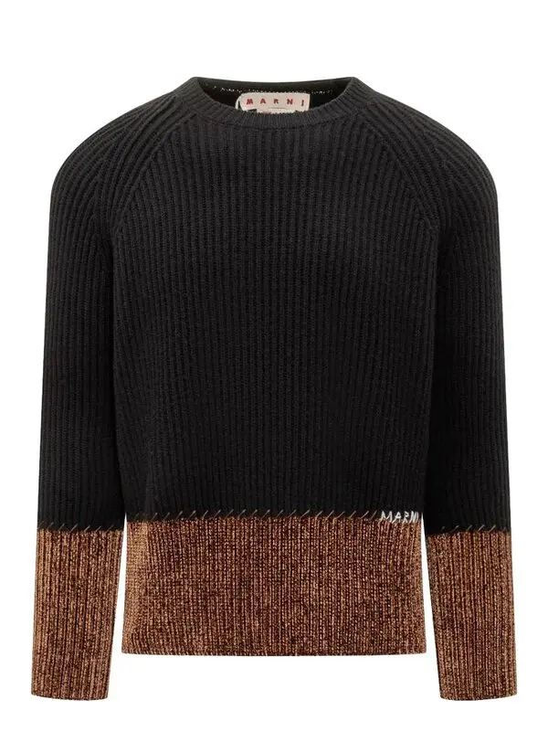 Marni Ribbed Wool Sweater - Black