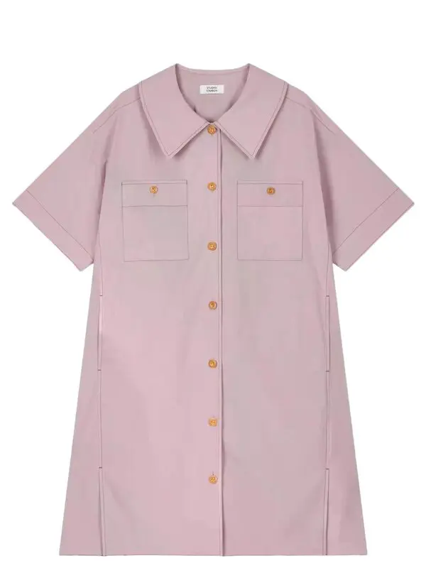 STUDIO TOMBOY Button-down Shirt Dress With Pockets - Pink