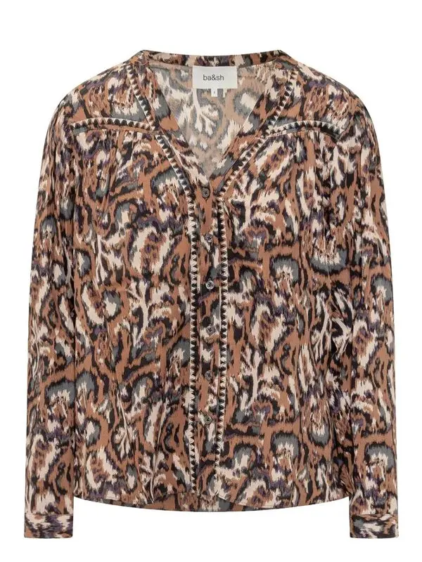 Ba&sh Printed V-neck Blouse - Brown