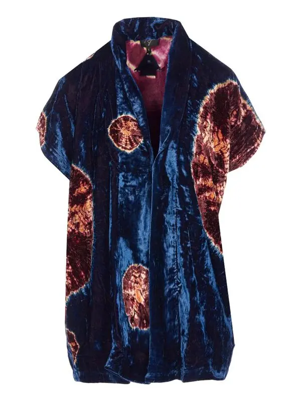 YAVI Printed Velvet Silk Jacket - Multicolour