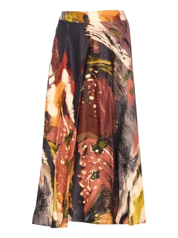 YAVI Printed Wide Skirt - Multicolour