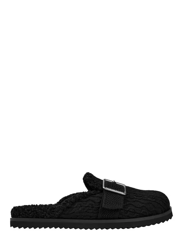 Vivaia Round-toe Wool Slippers - Black